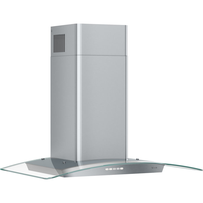 Zephyr Brisas 30 In. 600 CFM Curved Glass Wall Mount Range Hood With LED Lights In Stainless ...